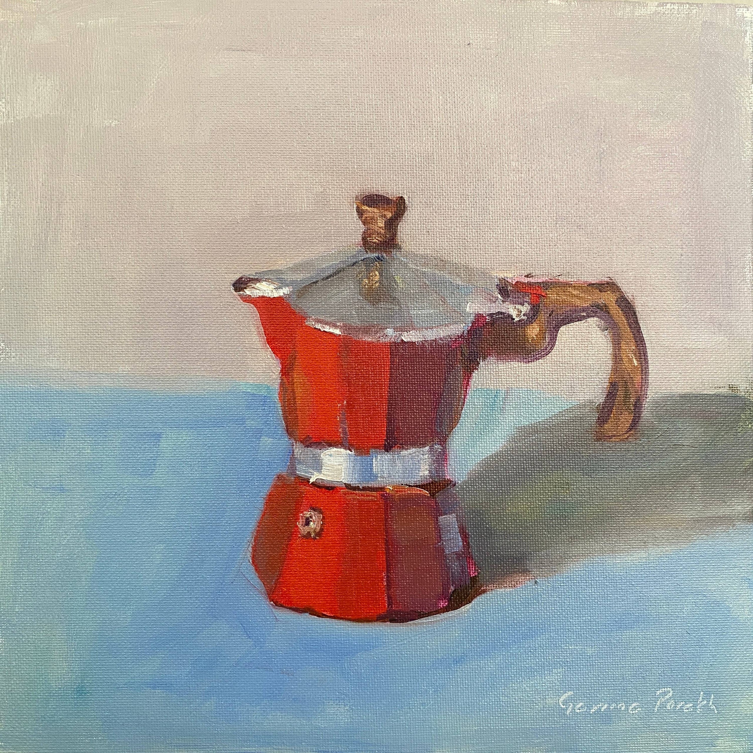 Original Coffee Pot Painting Moka Pot Still Life Painting 10X10" Oil ...